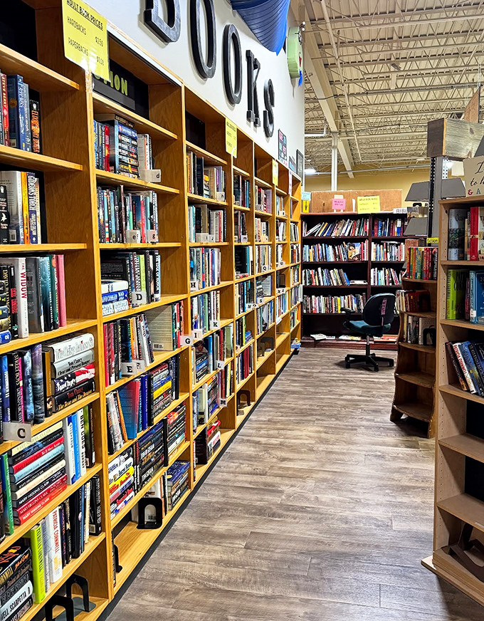 Bookworms rejoice! These well-stocked shelves rival small libraries, offering literary adventures at prices that make Amazon blush with embarrassment.
