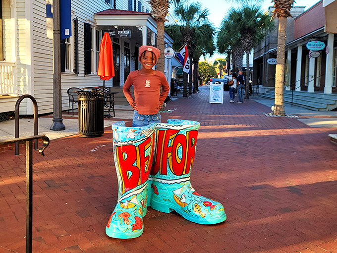 These aren't just decorative boots—they're Beaufort's quirky way of saying "we may be historic, but we've got a playful side too."