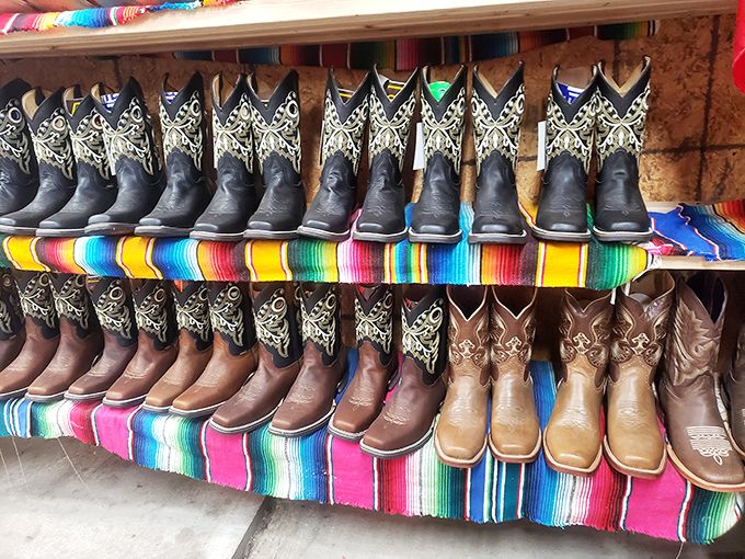 These aren't just boots&mdash;they're Georgia dreams with heels. The colorful serape display adds a perfect touch of Southwestern flair.