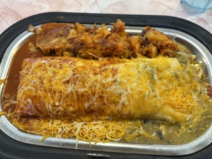 The breakfast burrito that launched a thousand food pilgrimages &ndash; where eggs, chile, and cheese achieve a harmony that would make Mozart jealous. 