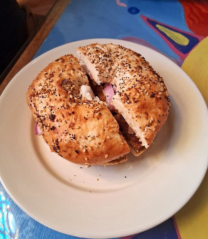 The bagel sandwich &ndash; civilization's perfect portable breakfast. This one's loaded with fillings and possibilities, like a West Virginia morning.
