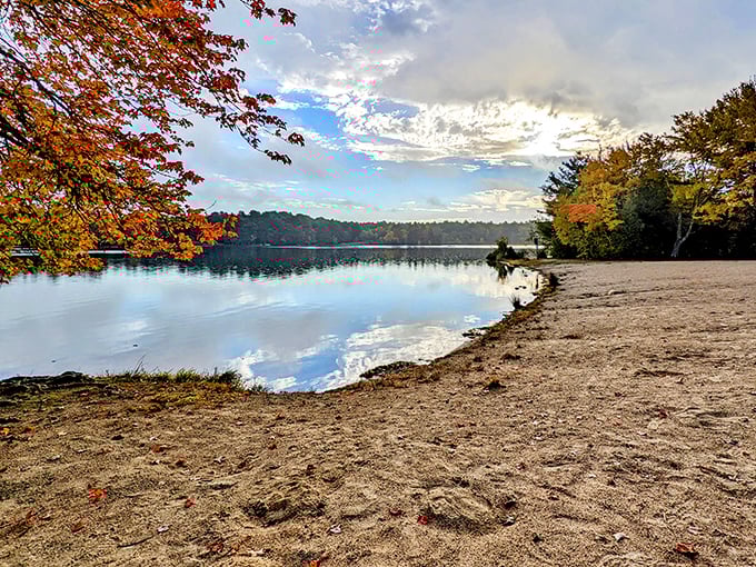 Briar Point Beach offers that perfect autumn reflection moment &ndash; nature's showing off and doesn't even know it.