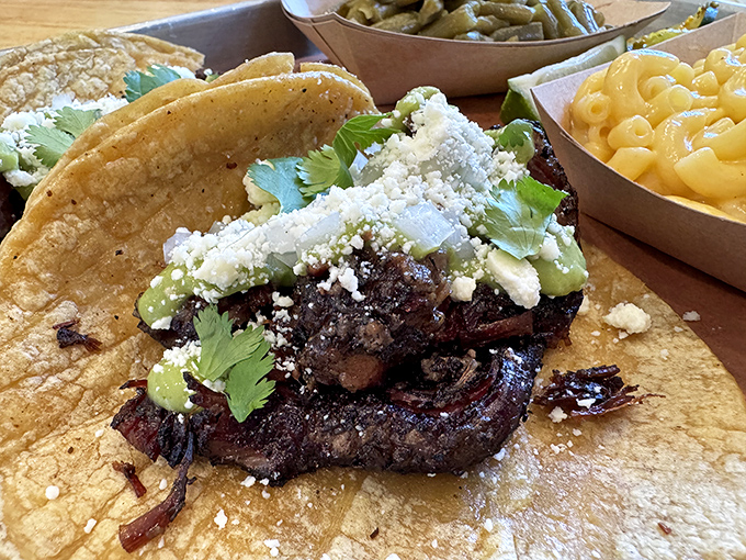 These brisket tacos prove that cultural fusion isn't just a fancy food trend. Smoke meets spice in a hand-held masterpiece.