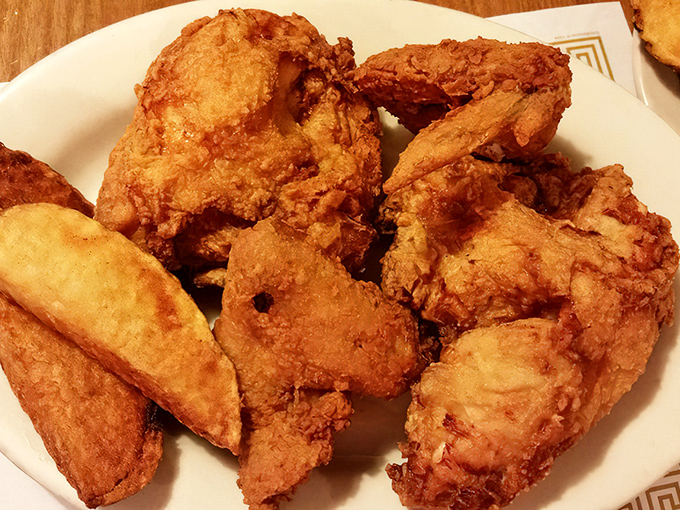 Broasted chicken with a crust so perfectly golden and crunchy, it makes you wonder why anyone would ever eat anything else.