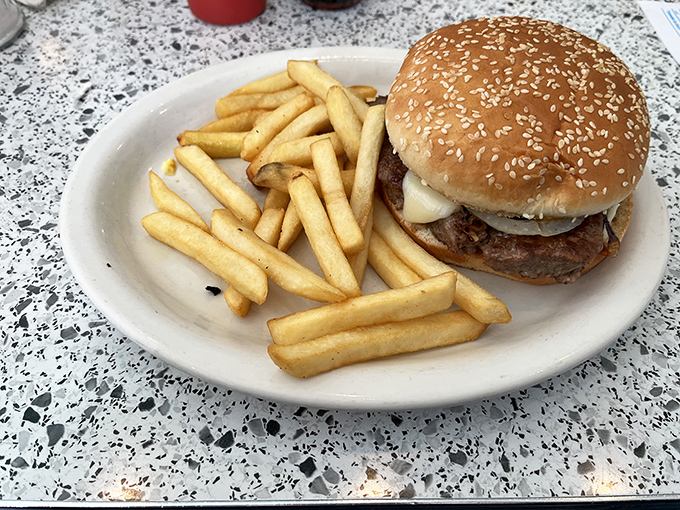 No fancy aioli or artisanal bun needed&mdash;just a proper diner burger with the perfect meat-to-bun ratio and fries that achieve the golden ideal of crispy outside, fluffy inside.