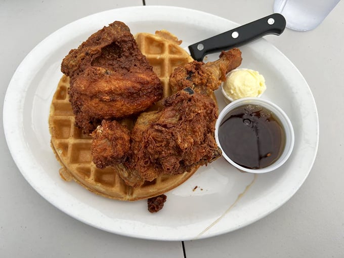 Chicken and waffles: the breakfast equivalent of Sinatra and Bennett duetting. Crispy, savory, sweet, and utterly harmonious.
