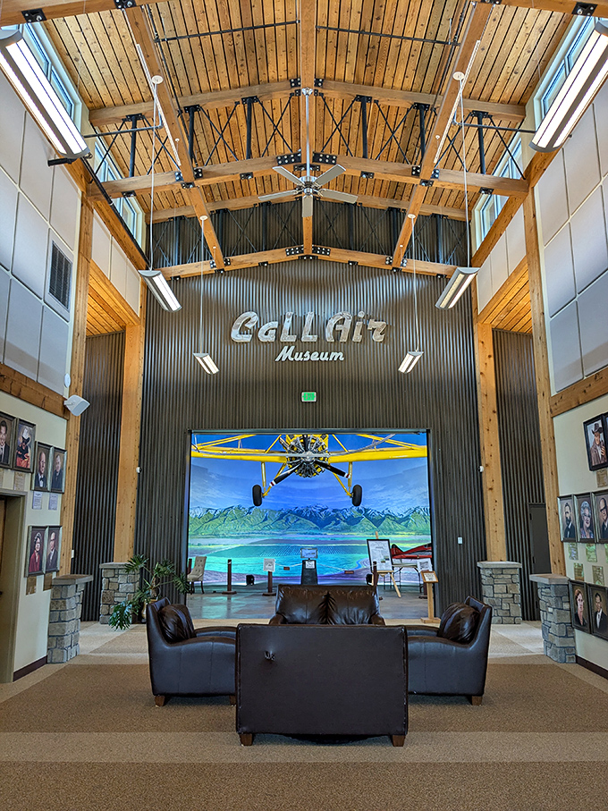 The CallAir Museum celebrates local aviation history beneath soaring wooden beams, where vintage aircraft tell tales of mountain pilots.