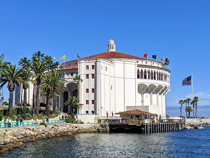 The iconic Catalina Casino stands like a gleaming white sentinel over the harbor &ndash; no gambling here, just ballroom dancing and movie magic.