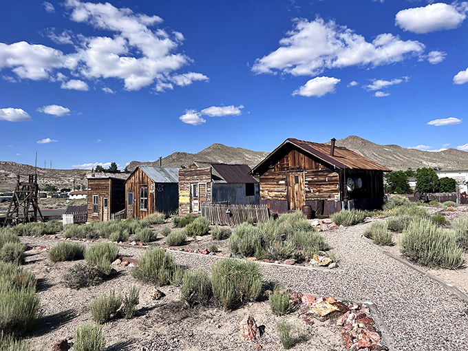 These weathered wooden structures at the Central Nevada Museum whisper tales of frontier determination that would make your HOA complaints seem trivial.