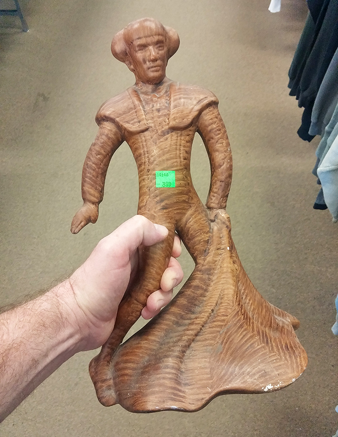 "Take me home!" says this wooden matador figurine, the perfect conversation starter for your next dinner party.