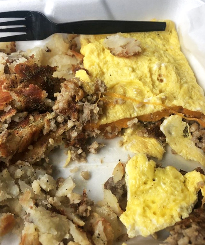 Breakfast doesn't get more honest than this&mdash;a hearty omelet with potatoes that have clearly been on first-name basis with butter and seasonings.