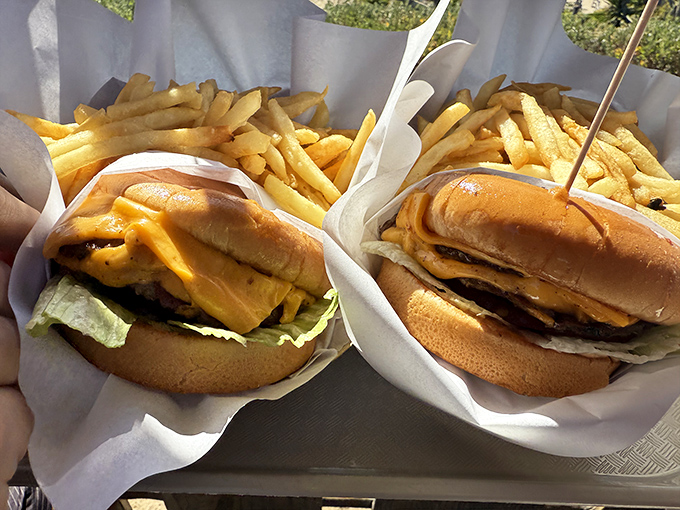 Two burgers that prove sometimes the simplest pleasures are the most profound. The kind of cheeseburgers that make vegetarians question their life choices.