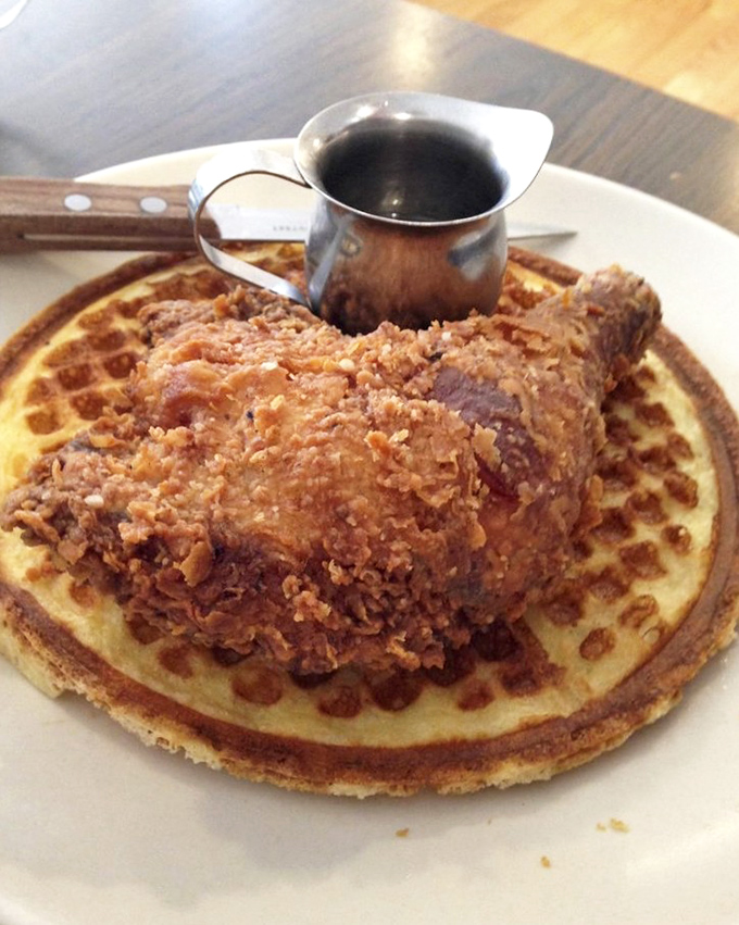 Fried chicken and waffles: the breakfast equivalent of Dolly Parton—simultaneously down-home and sophisticated, with a perfect balance of sweet and savory notes.