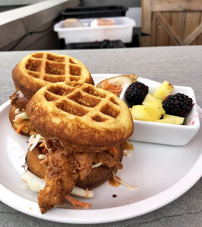 Chicken and waffles: the breakfast equivalent of finding out your favorite band is playing a surprise concert in your backyard. Pure joy on a plate.
