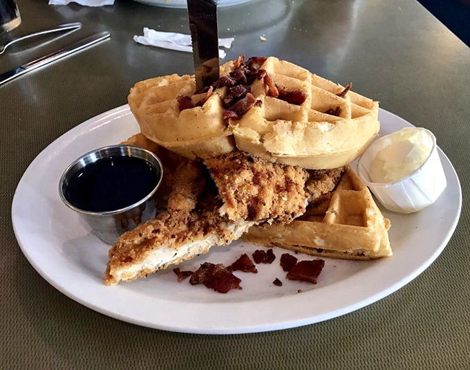Chicken and waffles: where breakfast meets dinner and they decide to throw a party that your taste buds won't soon forget.