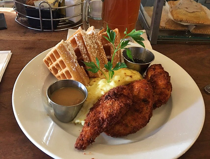 Chicken and waffles: where breakfast and dinner had a delicious love child that doesn't care what time you're eating it.