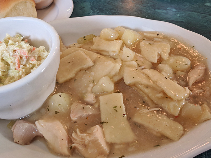 Pennsylvania Dutch comfort in a bowl &ndash; tender chicken and hearty dumplings swimming in savory broth that tastes like someone's grandmother made it.