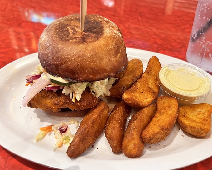 The sandwich that launched a thousand cravings. Crispy chicken nestled on a pillowy bun with just the right amount of slaw for crunch.