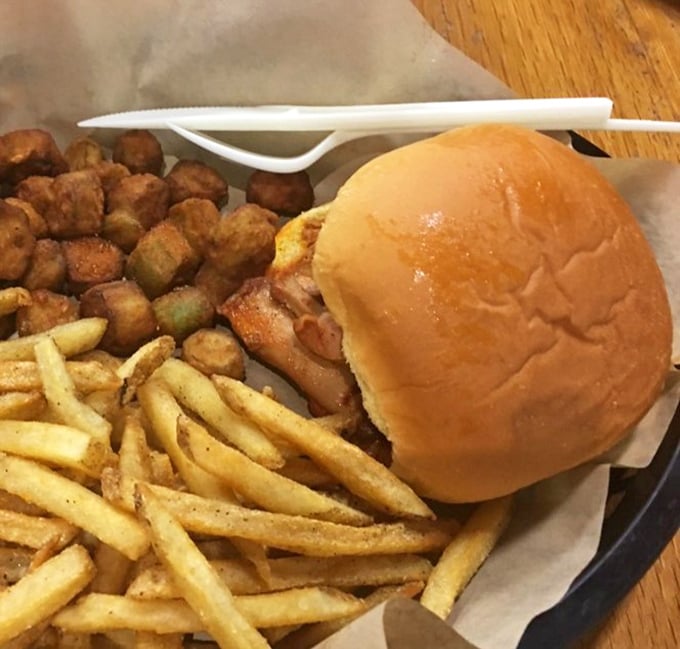 A sandwich that understands the perfect bun-to-meat ratio isn't just culinary science&mdash;it's practically poetry. Those fries aren't slouching either.