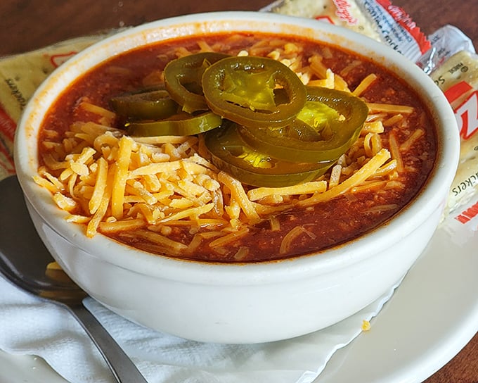 Cincinnati-style chili isn't just food&mdash;it's a cultural institution. Topped with jalape&ntilde;os and cheese, this bowl represents hometown pride in edible form.