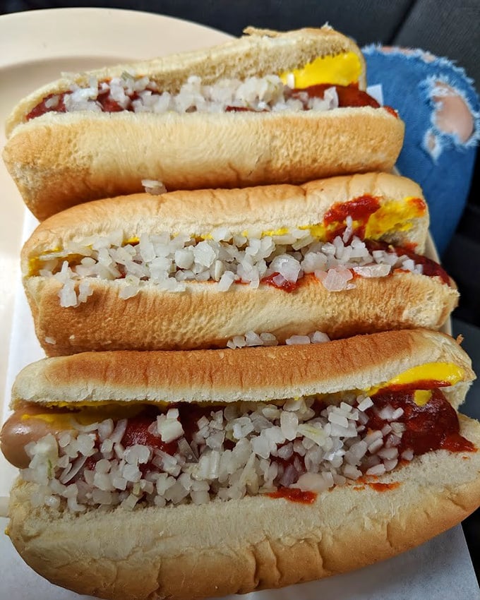 The chili dogs come loaded with diced onions and mustard&mdash;a symphony of flavors that hasn't needed updating since your grandparents enjoyed them.