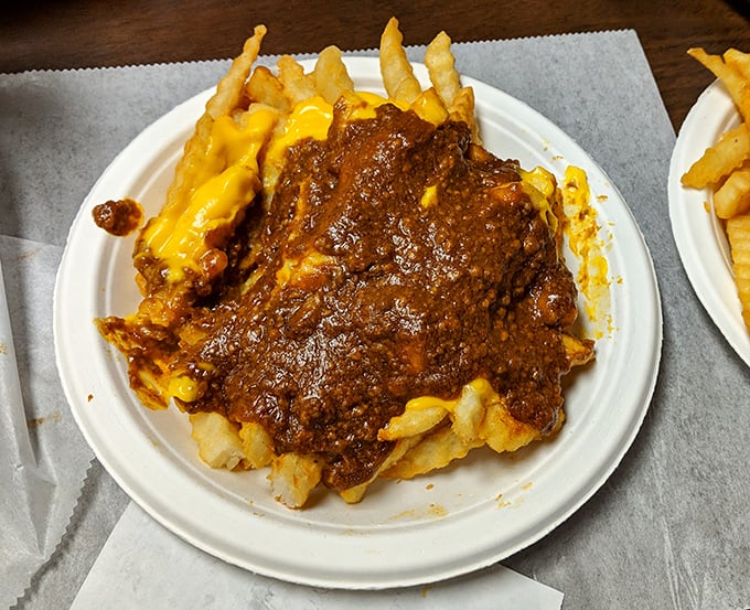 Chili cheese fries that don't apologize for their decadence&mdash;a glorious mess that demands both a fork and your complete, undivided attention.