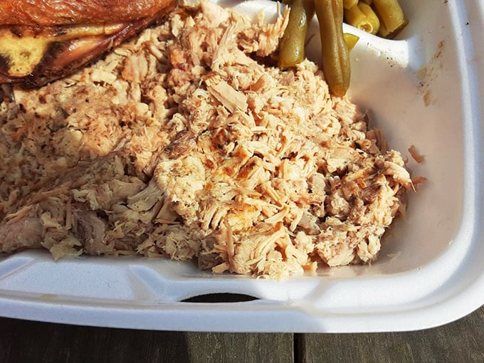 Eastern NC chopped pork in all its glory. Each morsel carries the perfect balance of smoke, meat, and that signature vinegar tang.