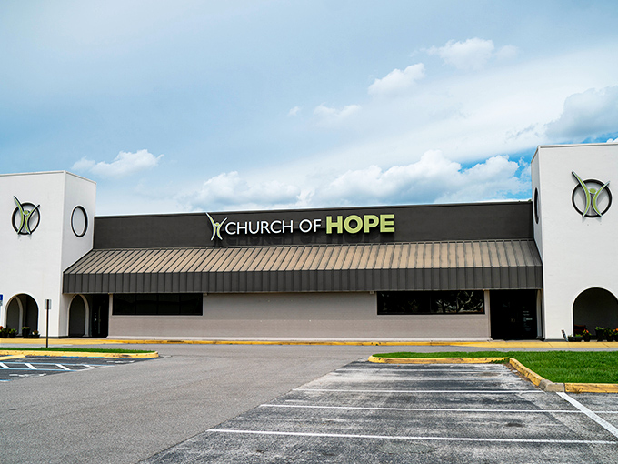 The Church of Hope stands as a modern sanctuary where architecture and faith find common ground, proving not everything in Florida is stuck in the 1970s.