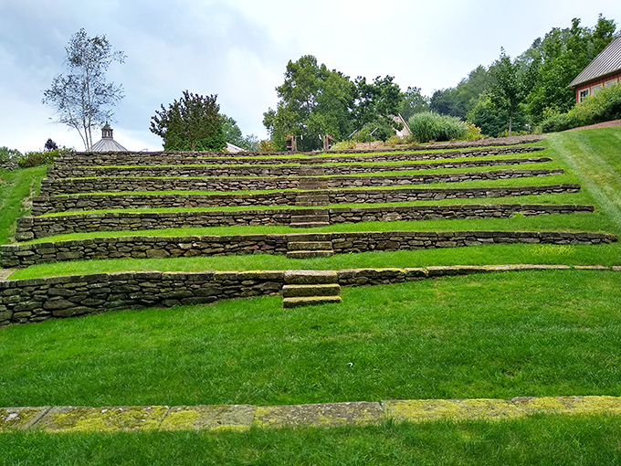 Terraced gardens cascade like nature's own amphitheater, where every seat has a perfect view.