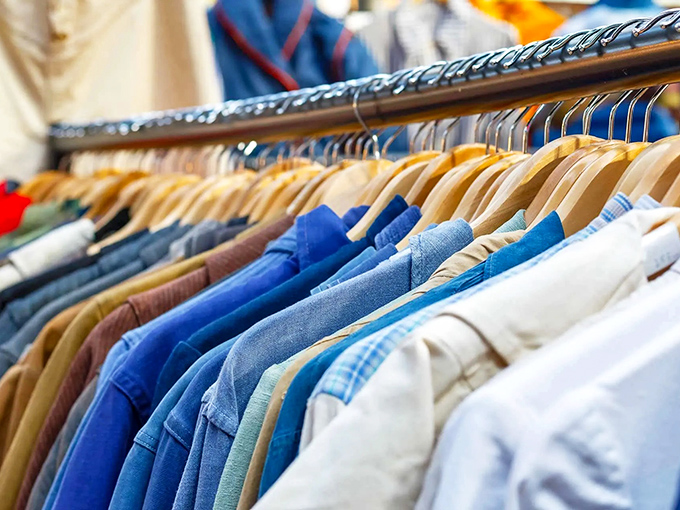 Shirts in every color of the rainbow organized so neatly you'll actually enjoy browsing instead of excavating.