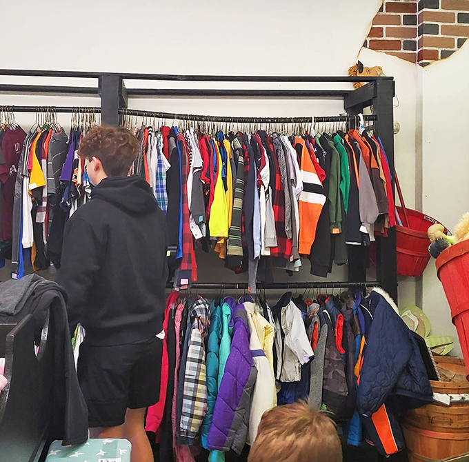 The clothing section offers a rainbow of possibilities—where your next favorite jacket might be hiding between someone else's castoffs.