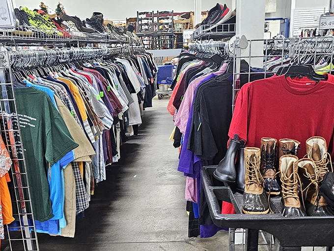 Racks stretching into the distance like the Yellow Brick Road, except this path leads to incredible wardrobe deals.