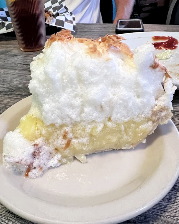 Coconut cream pie with meringue so high it needs its own zip code. Cloud nine has a new address.