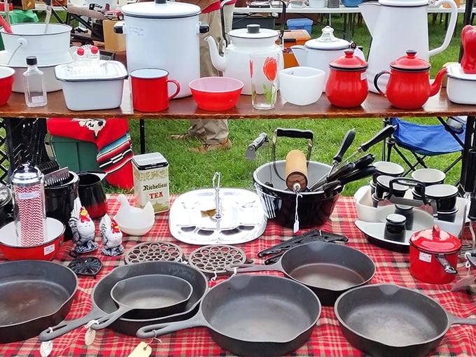 Cast iron paradise! These pans have been seasoning meals since before non-stick was a twinkle in some chemist's eye. They'll outlive us all.
