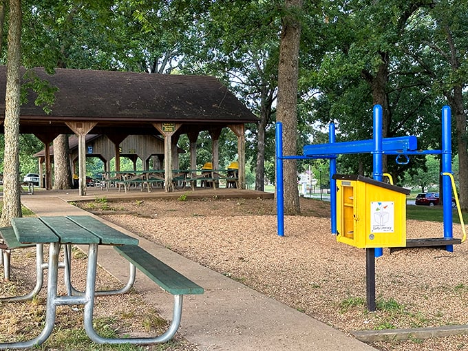 Cooper Park's pavilion offers that quintessential small-town gathering spot where family reunions and community cookouts create memories that last generations.