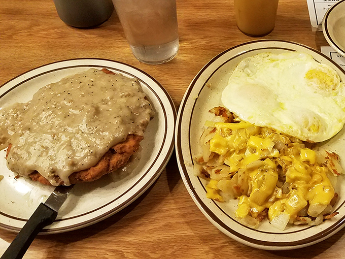 Country fried steak and eggs with a side of home fries&mdash;the breakfast of champions or the perfect cure for whatever happened last night.