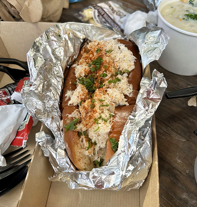 Sweet crab meat nestled in a perfectly toasted bun&mdash;it's like a hug for your mouth, but significantly more delicious.