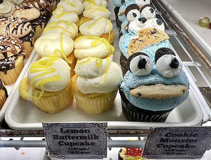 Cookie Monster cupcakes stare back at you with googly eyes, as if to say, "You know you want us. Resistance is futile."