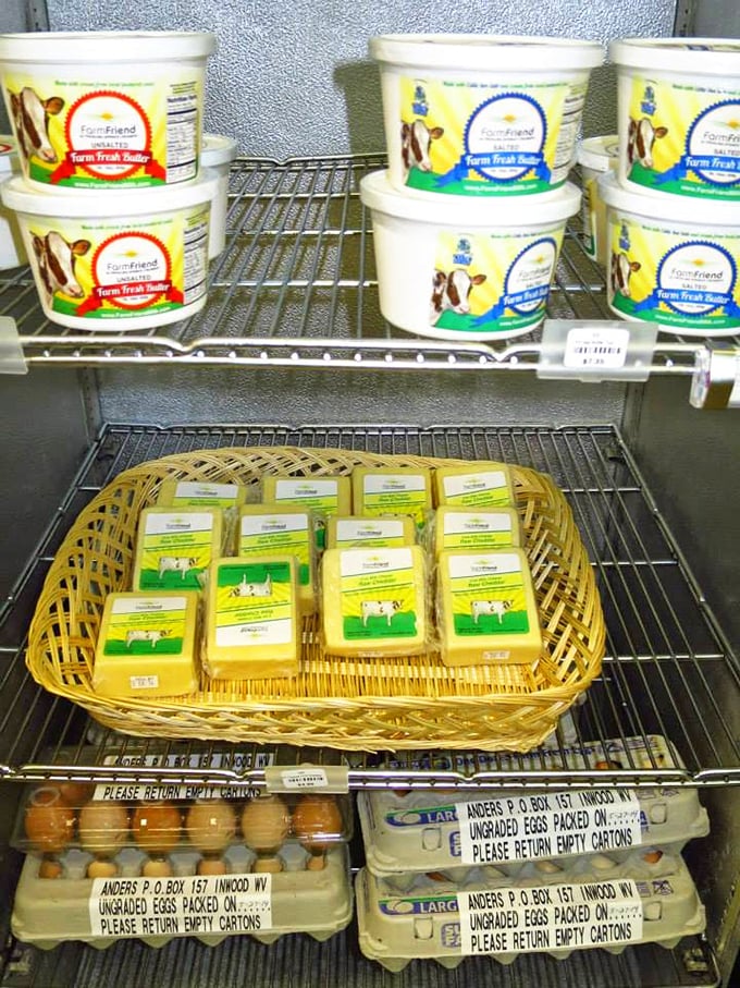 Farm-fresh dairy that makes the supermarket refrigerator section look like a sad imposter. Those yellow blocks of cheese practically glow with authentic goodness.