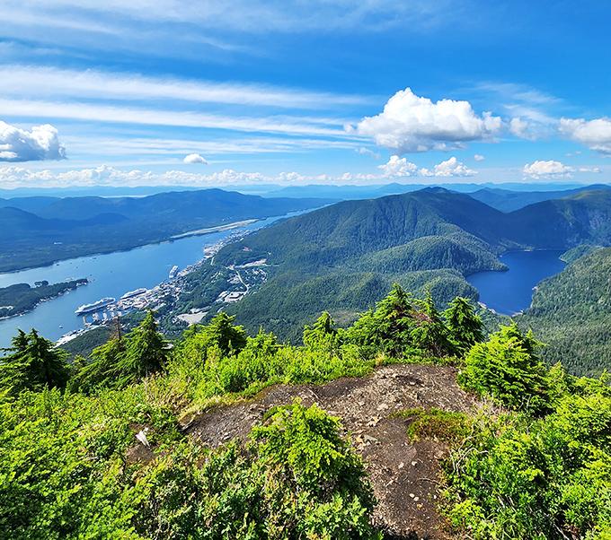 From this vantage point, Ketchikan unfolds like a miniature model village, making all your daily worries seem appropriately tiny.