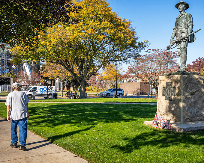 The Doughboy statue stands as a quiet sentinel of remembrance. History isn't just in museums here—it's woven into the fabric of everyday life.