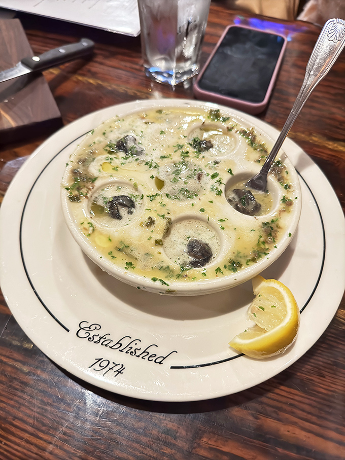 The star of the show &ndash; Sperry's famous escargots swimming in a heavenly pool of herb-infused butter and garlic.