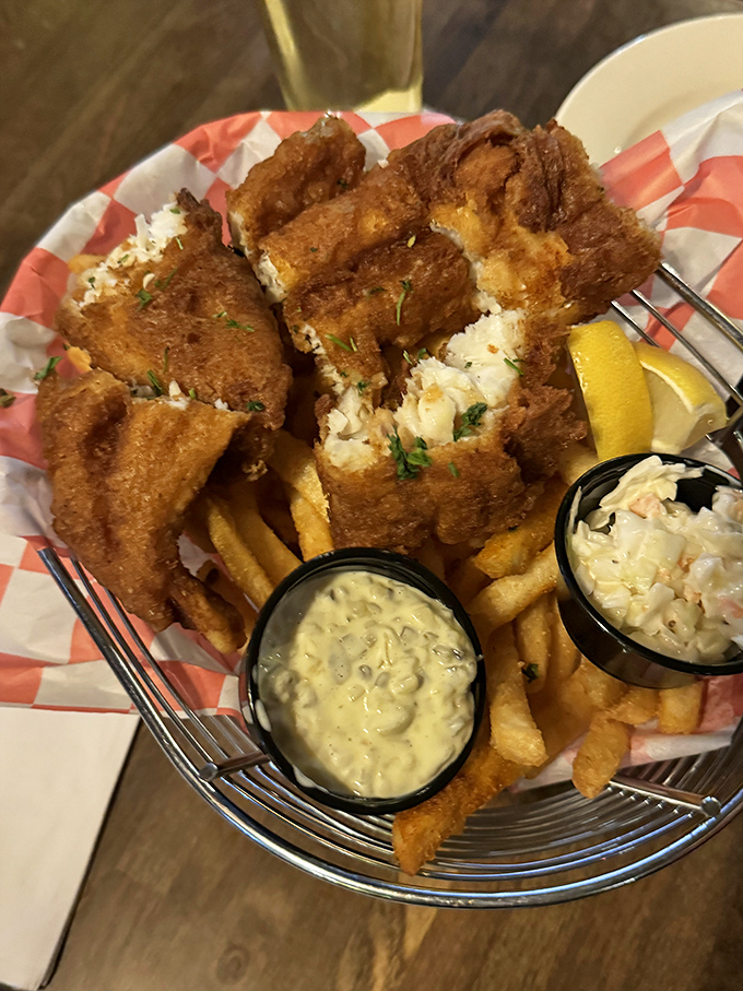 Fish and chips that transport you straight to Dublin &ndash; crispy, golden batter protecting flaky white fish, with chips that strike the perfect balance between crisp and fluffy.