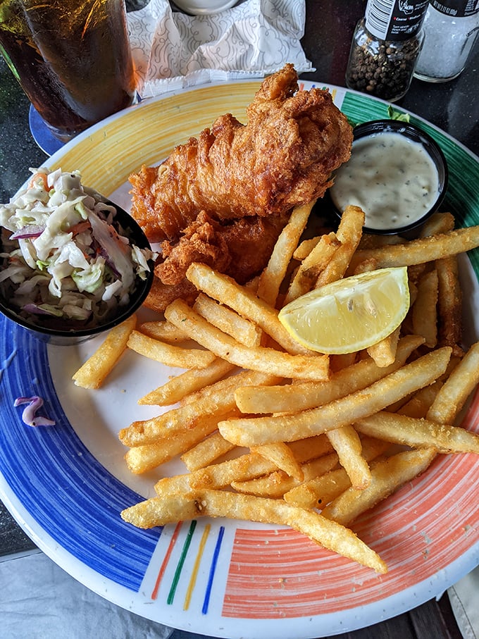 The fish and chips here isn't just a meal, it's an event&mdash;golden, crispy batter protecting flaky white fish that practically begs for a squeeze of lemon.