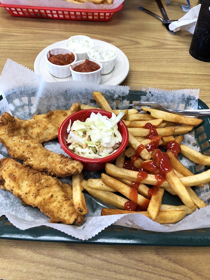 Fish so perfectly fried it makes you wonder why anyone bothers with fancy cooking techniques when simple perfection tastes this good.