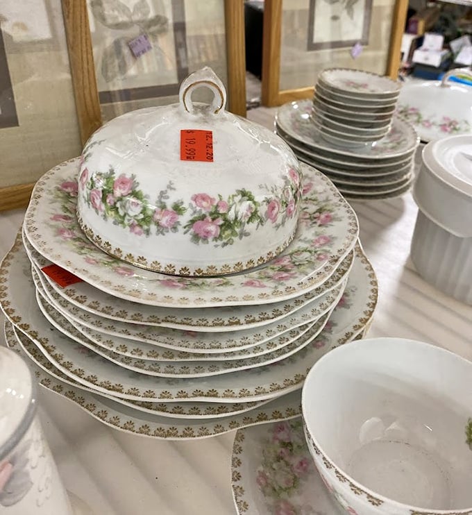 That china set looks like it hosted countless Sunday dinners and has stories to tell.