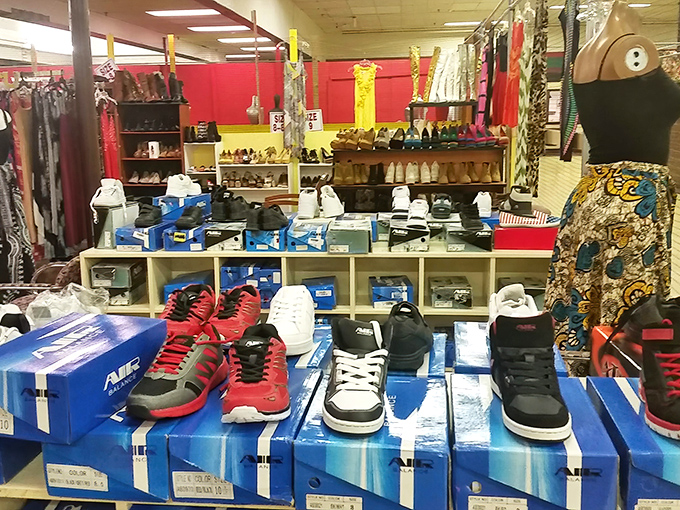 Footwear heaven for the fashion-forward bargain hunter. Those lime green loafers are calling my name, though my wife is pretending she can't hear them.
