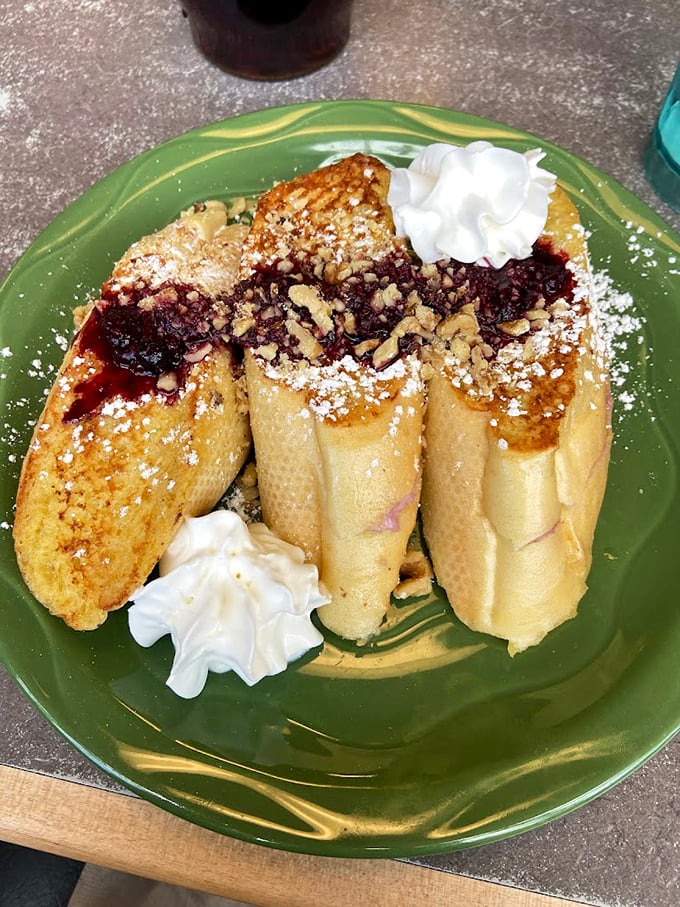 French toast that makes you question every other breakfast decision you've ever made. Those berries didn't sacrifice themselves in vain.