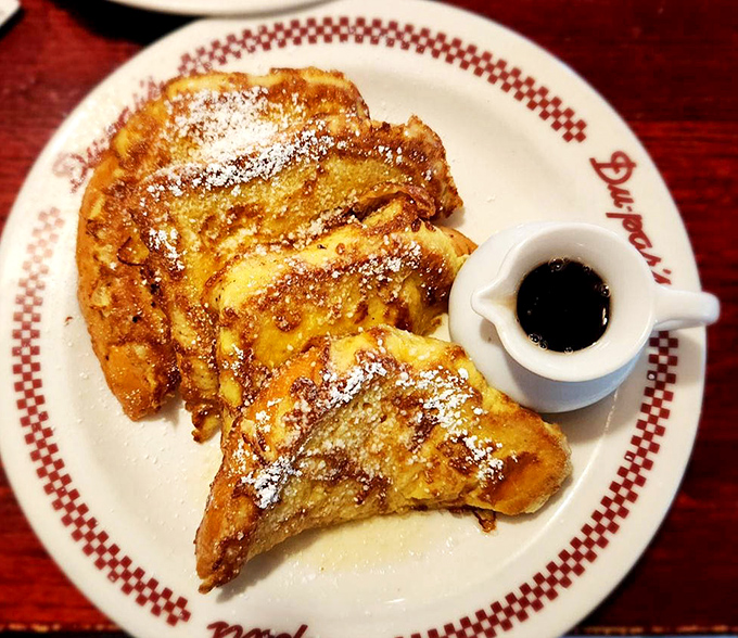 French toast so perfectly caramelized it makes you wonder if your grandmother has been moonlighting in Du-par's kitchen all these years.