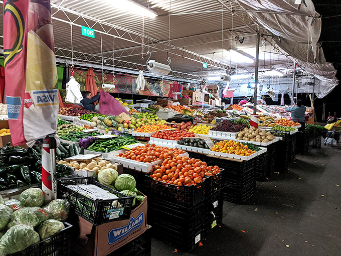 Produce arranged with mathematical precision. Mother Nature's color palette on full display, making grocery stores seem like sad fluorescent caves.